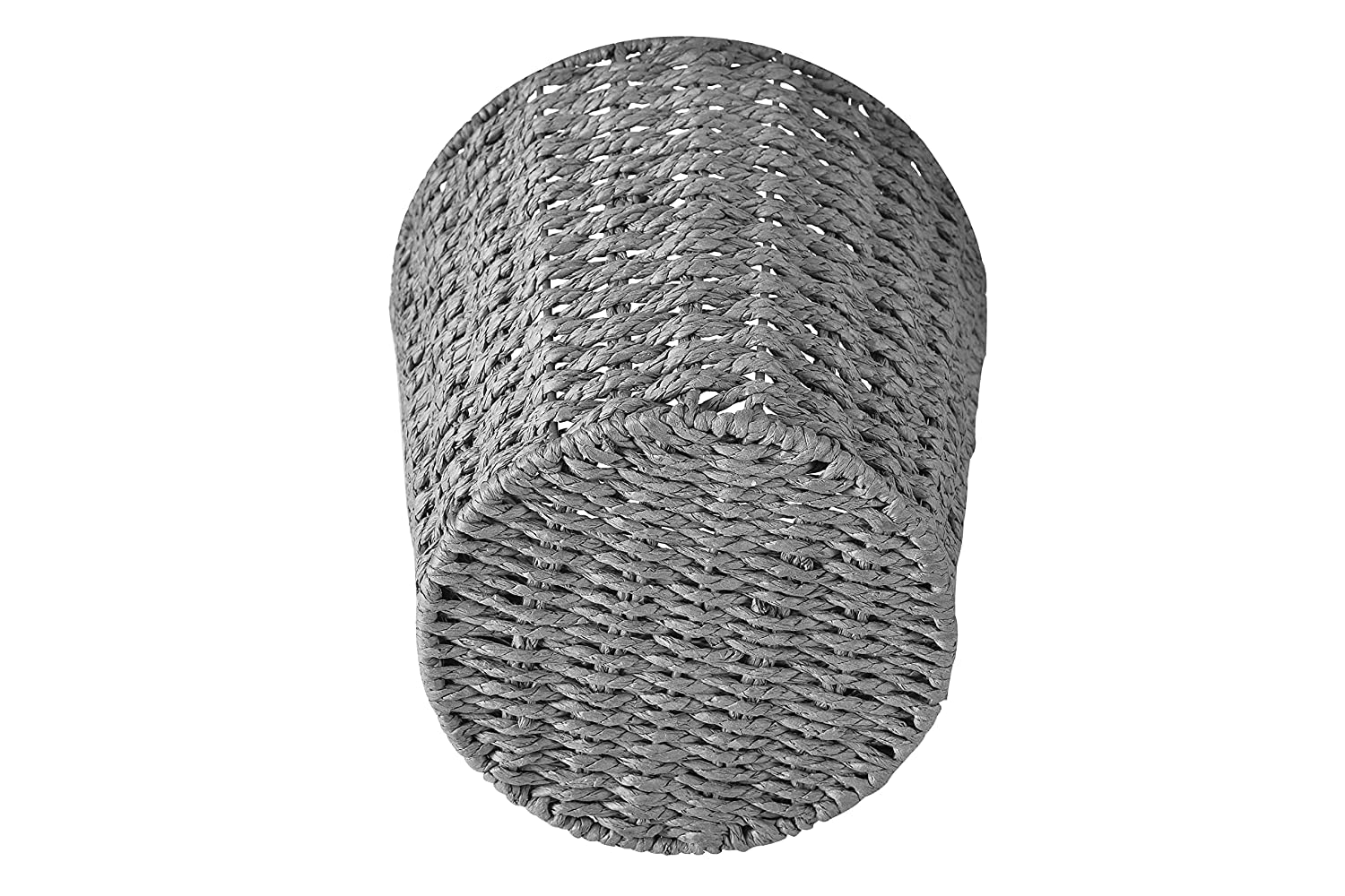 Zuvo Round Wicker Waste Basket Paper Bin - Wicker Trash Basket - Woven Trash Can Rubbish Basket for Bedroom, Bathroom, Offices or Home (Grey)