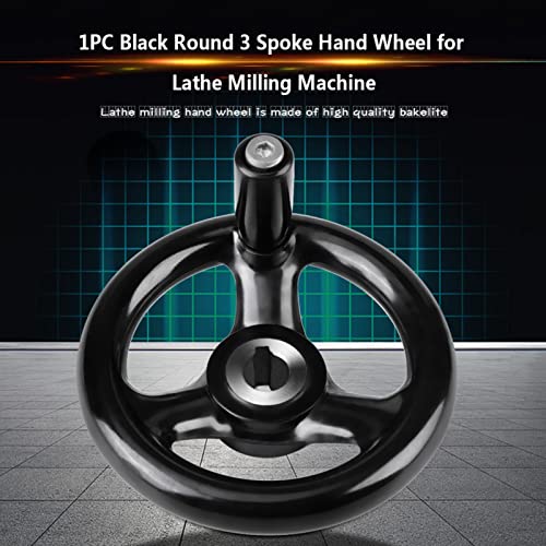 Boxwizard 1PC 12 * 100mm Black Round 3 Spoke Hand Wheel for Lathe Milling Machine