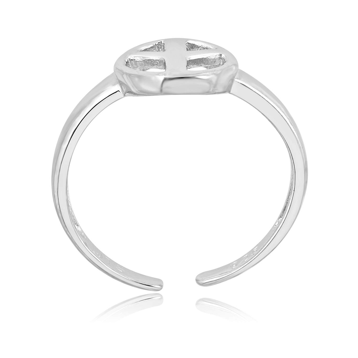 AVORA 925 Sterling Silver Adjustable Peace Sign Toe Ring