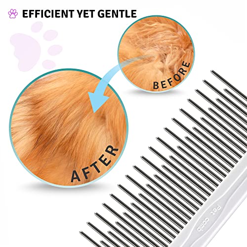 Detangling Pet Comb with Long & Short Stainless Steel Teeth for Removing Matted Fur, Knots & Tangles + Cat Nail Clipper, Dog Nail Trimmers β Pet Claw Scissors for Cats, Dogs, Rabbits & Small Animals