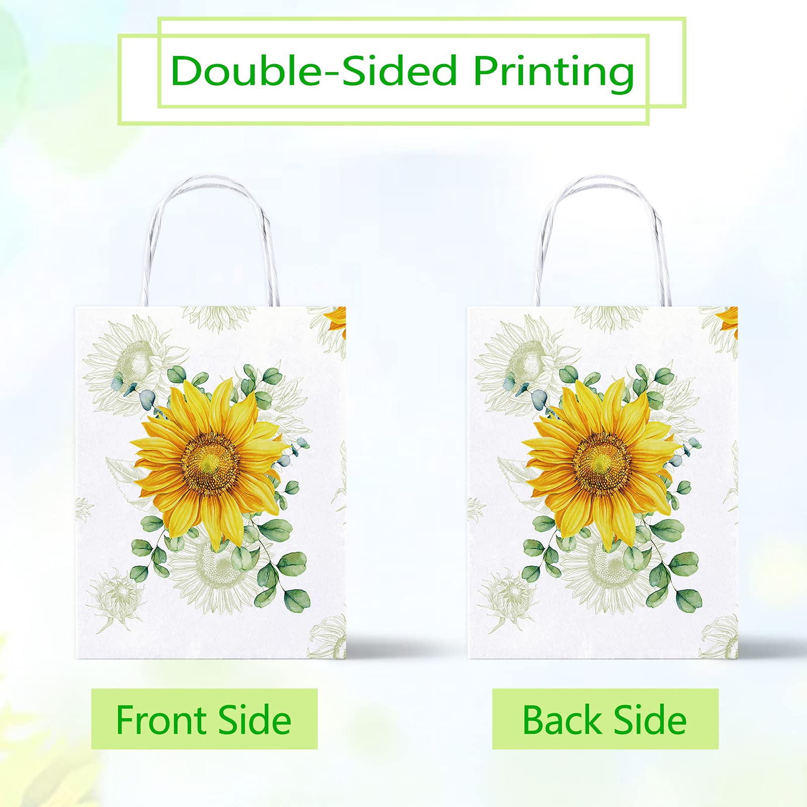 FRIDAY NIGHT Sunflower Candy Bags with Handles Sunflower Themed Party Gift Bag for Thanksgiving Summer Fall Rustic Party Baby Shower Birthday Wedding Bridal Shower Party Supplies(24 Pcs)