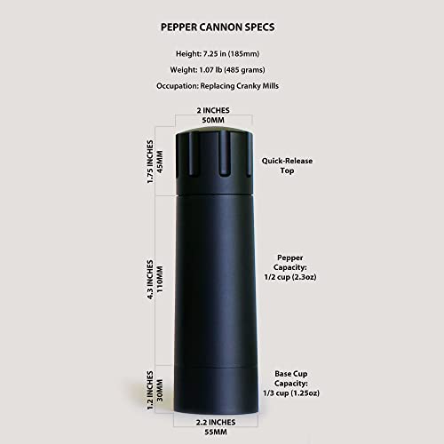MANNKITCHEN Pepper Cannon - Professional Grade Heavy Duty High Output Pepper Mill