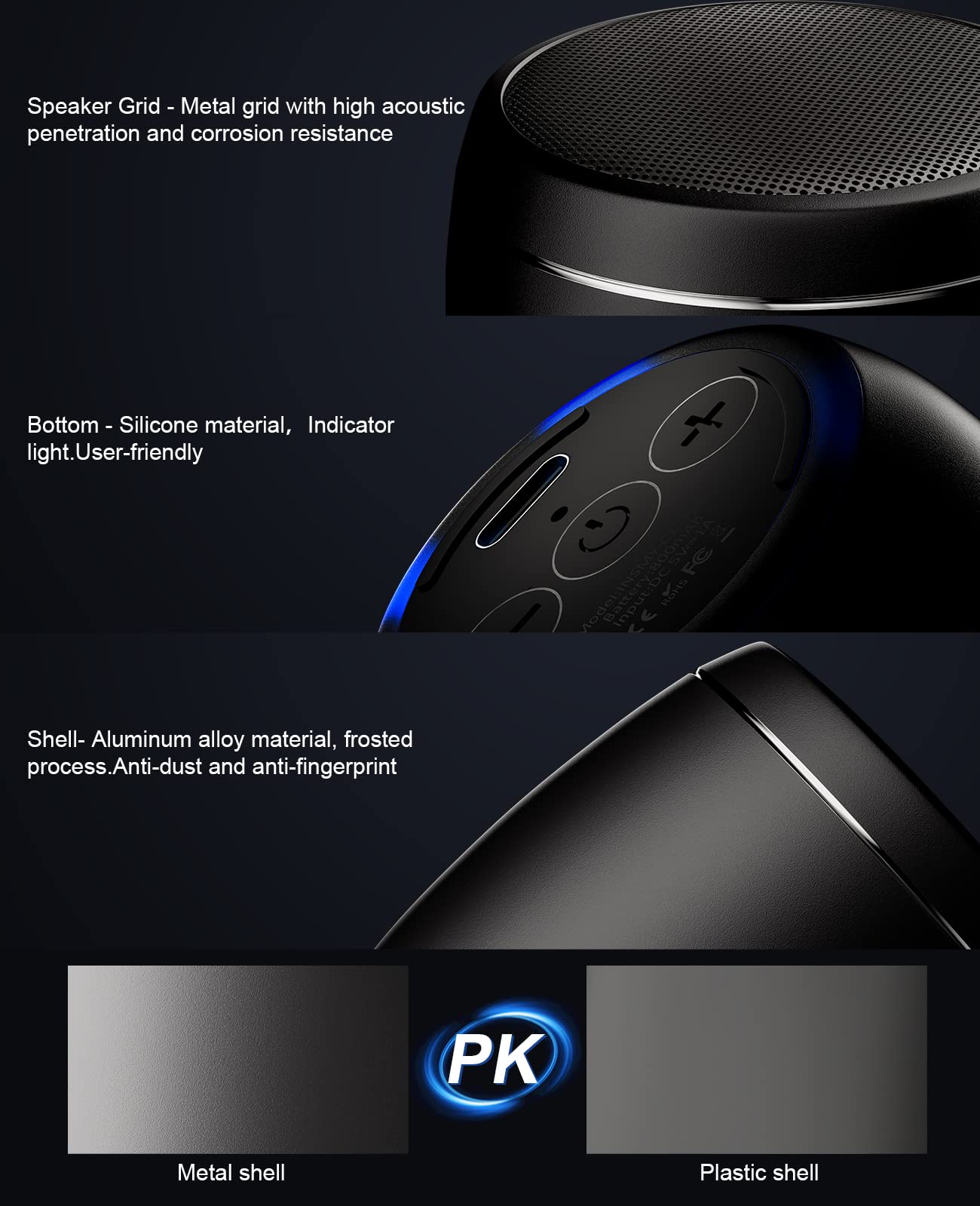 Bluetooth Small Speaker with HD Stereo Sound and Robust Bass. Mini Speaker with Built-in-Mic, Hands-Free Call, Portable Speaker with 12H Playtime. Bluetooth Speakers for iPhone, Hiking Biking Gift.