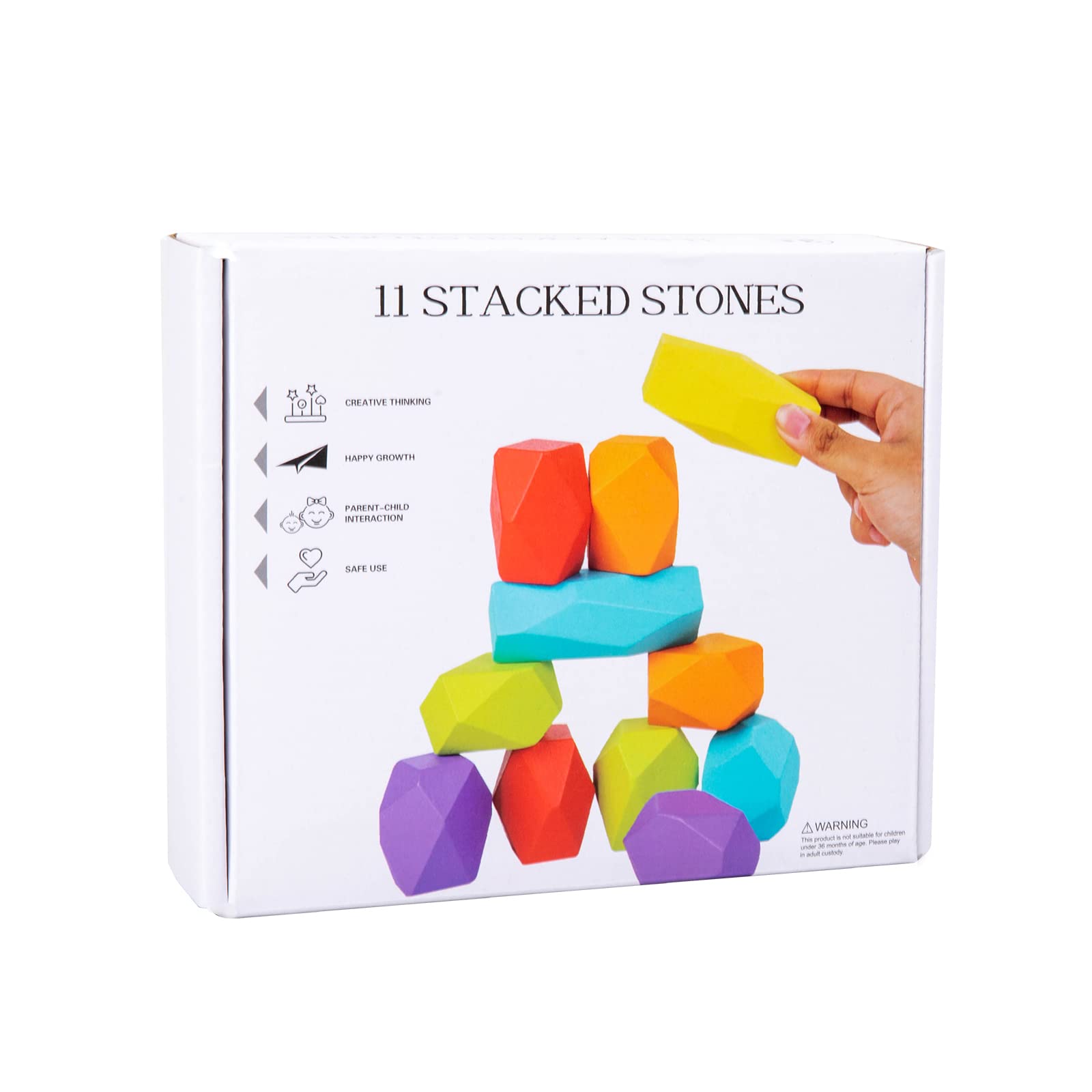Auvewilo Wooden Stacking Stones Toy, Balancing Educational Game for Kids