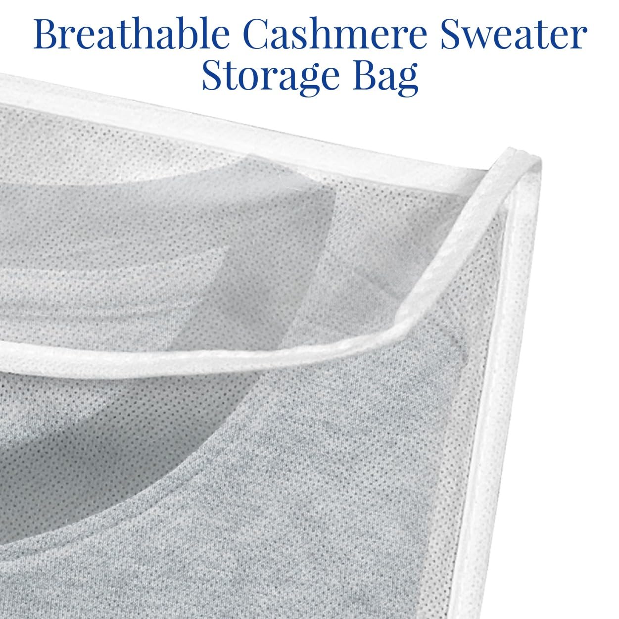 The Clothing Doctor Breathable Cashmere Sweater Storage Bag, Convenient Snap With Flap Closure, Clear Window For Easy Identification, 12.6"x16.2", Pack Of 6, White