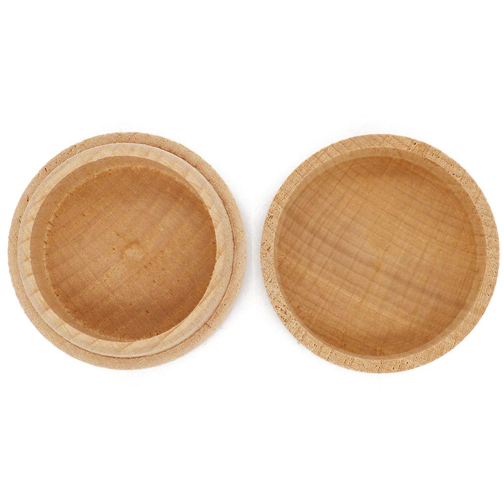 HOLLY TRIP 2PCS Small Round Unpainted Wooden Box, Wedding Ring Jewelry Boxes DIY Storage Trinket Bearer Box Container Case
