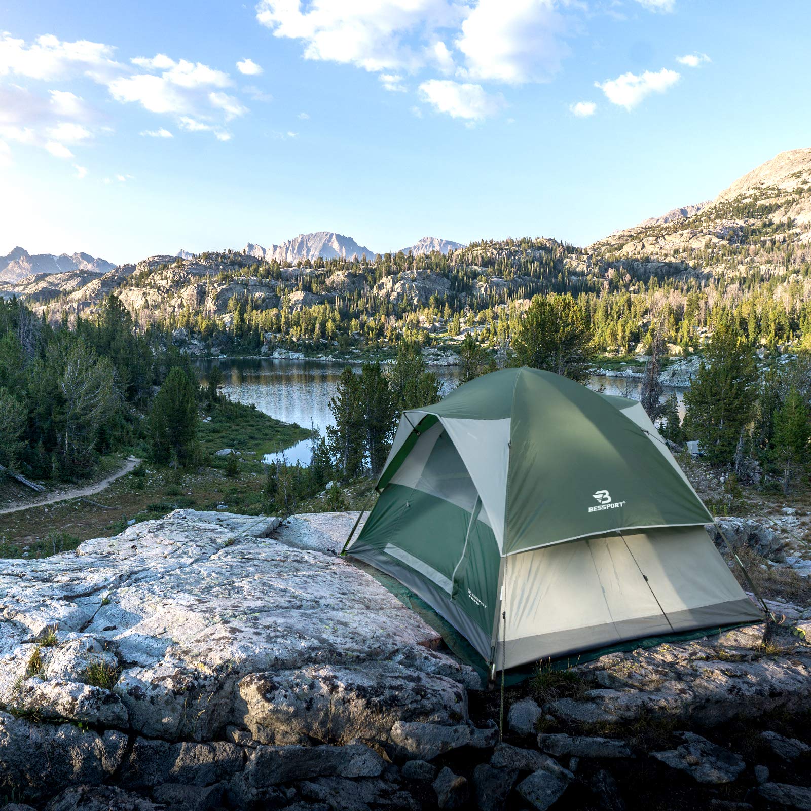 Bessport Camping Tent 2 Person Backpacking Tent Waterproof Lightweight Easy Setup Tent with Two Doors for Outdoor, Hiking Mountaineering Travel