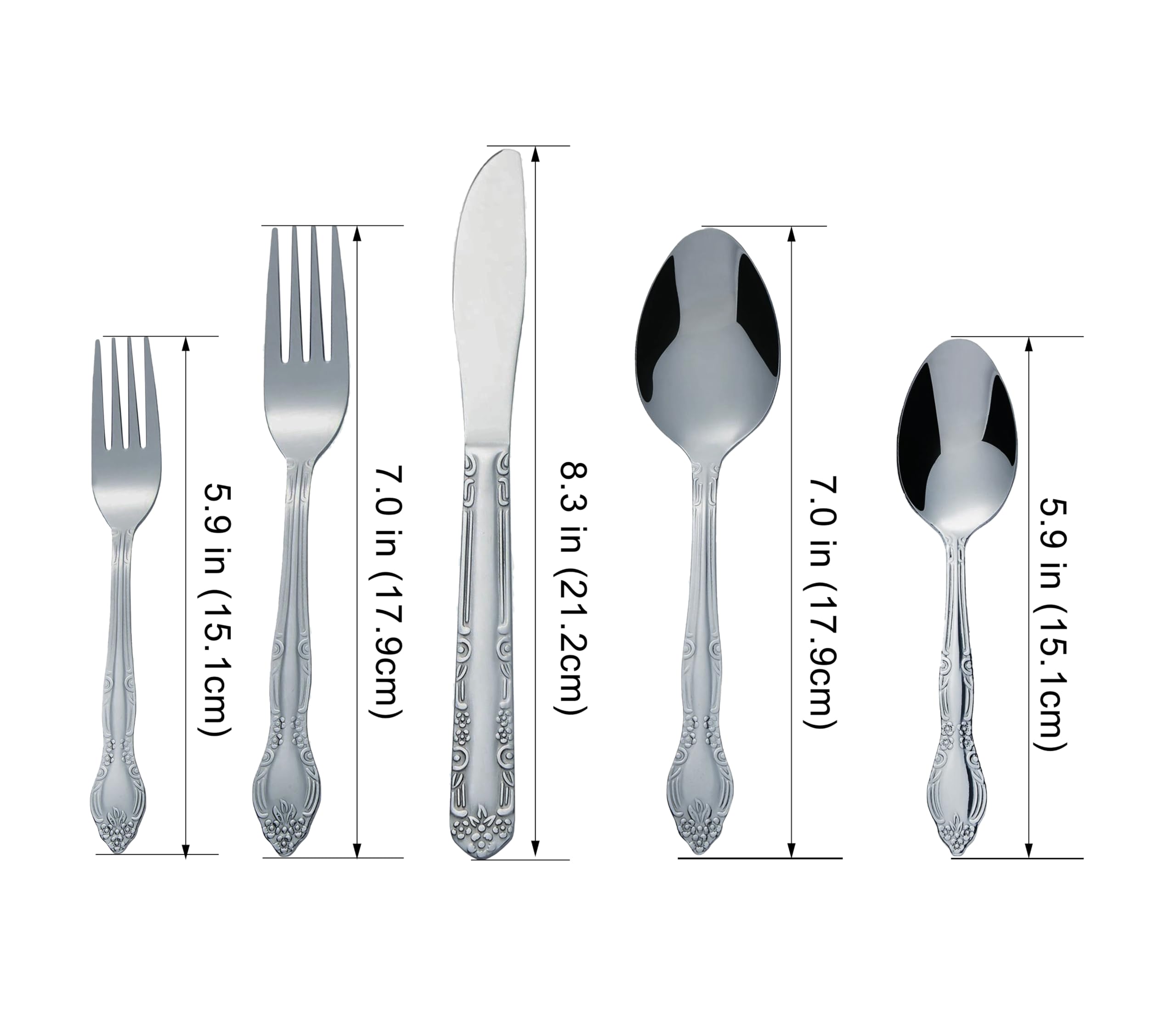 Bon Flora 20-Piece Stainless Steel Flatware Silverware Cutlery Set, Include Knife/Fork/Spoon, Dishwasher Safe, Service for 4