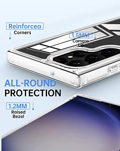 EJGNA for Samsung Galaxy S23 Ultra Phone Case, [20X Anti-yellowing] [Military-grade Drop Protection] for Galaxy S23 Ultra Case with S Pen Holder 5G 6.8", Hard PC Back+Flexible TPU Frame, Diamond Clear