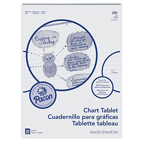 PaconĀ® Chart Tablet, 24" x 32", 1" Ruled, 25 Sheets