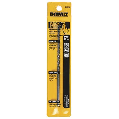 DEWALT DW5223 3/16-Inch by 6-Inch Carbide Hammer Drill Bit,Silver