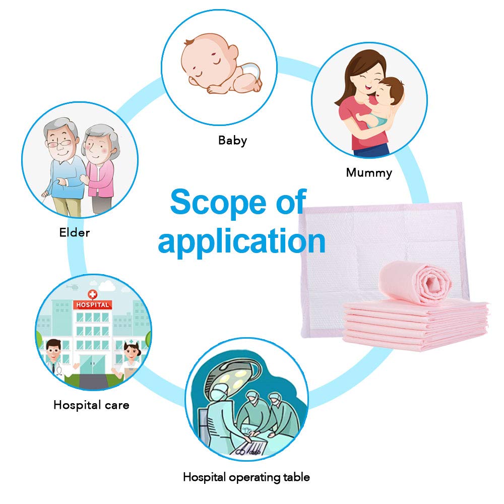 Baby Disposable Underpad, Incontinence Changing Pad with Soft Non-Woven Fabric, Breathable, Waterproof, Leak Proof Quick Absorb (Pink, 13 * 18"(50pack))