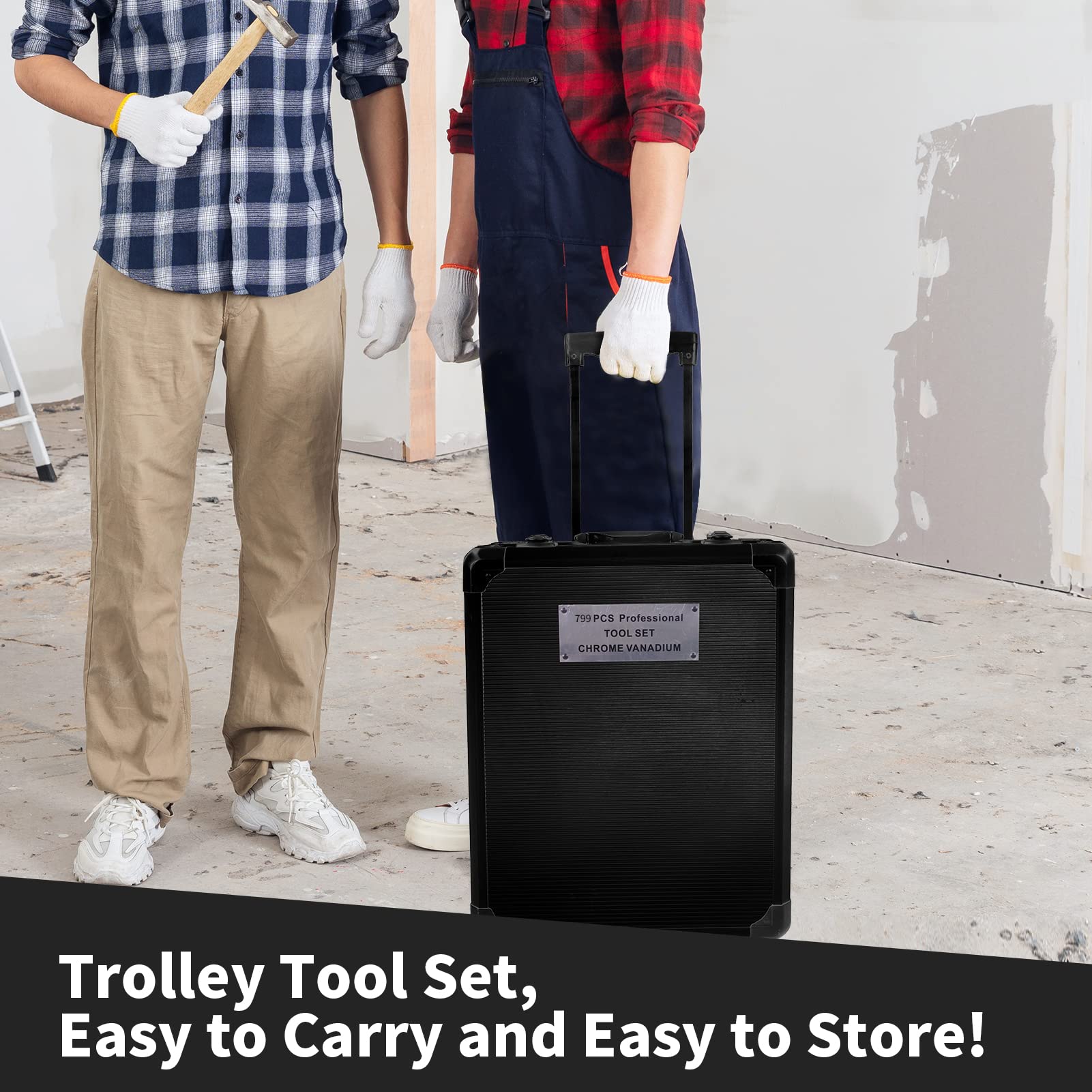 Tool Box with Tools, Tool Sets for Men, ToolKit with Rolling Tool Box, Complete Tool Box Set, Home Repair Tool Set, Mechanic Tool Set as Gift on Father's Day