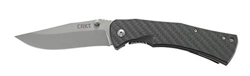 CRKT Xan EDC Folding Pocket Knife: Everyday Carry Plain Edge Folder with Frame Lock, Clip Point Blade with Bead Blast Finish, Carbon Fiber and G10 Handle 2085