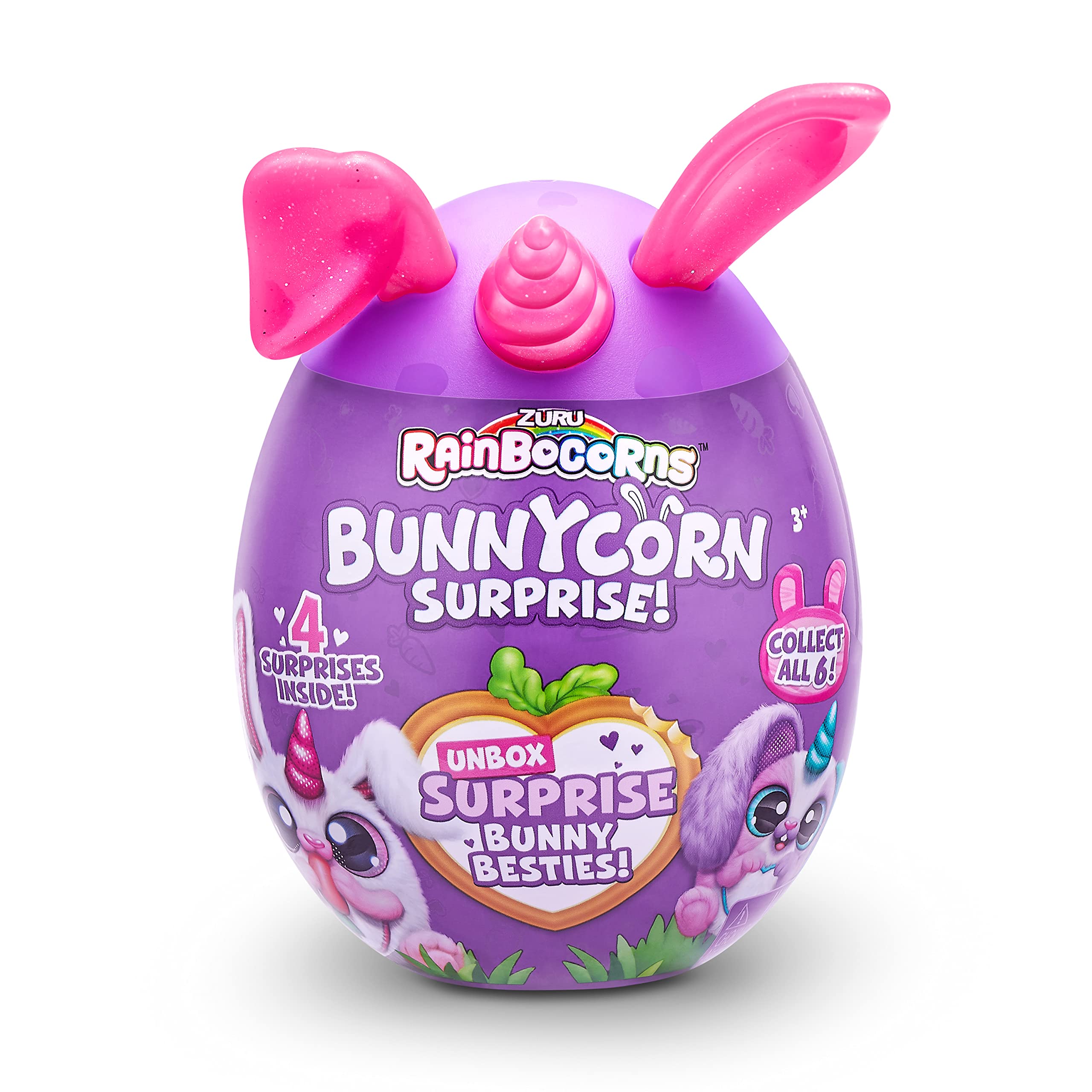 Rainbocorns Bunnycorn Surprise by ZURU (2 Pack) Collectible Plush Stuffed Animal, Surprise Eggs, Stickers, Ages 3+ for Girls & Children (Random)