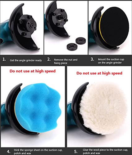 Drill polishing kit 5 inch Polishing Pad Kit Wool Polishing Pads Sponge Pads Polishing Buffer 6-Piece Set with M10 Drill Adapter