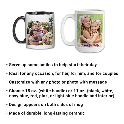 Let's Make Memories Personalized Photo Mug with Message - 11oz - Black Handle - For Father's Day/For Dad