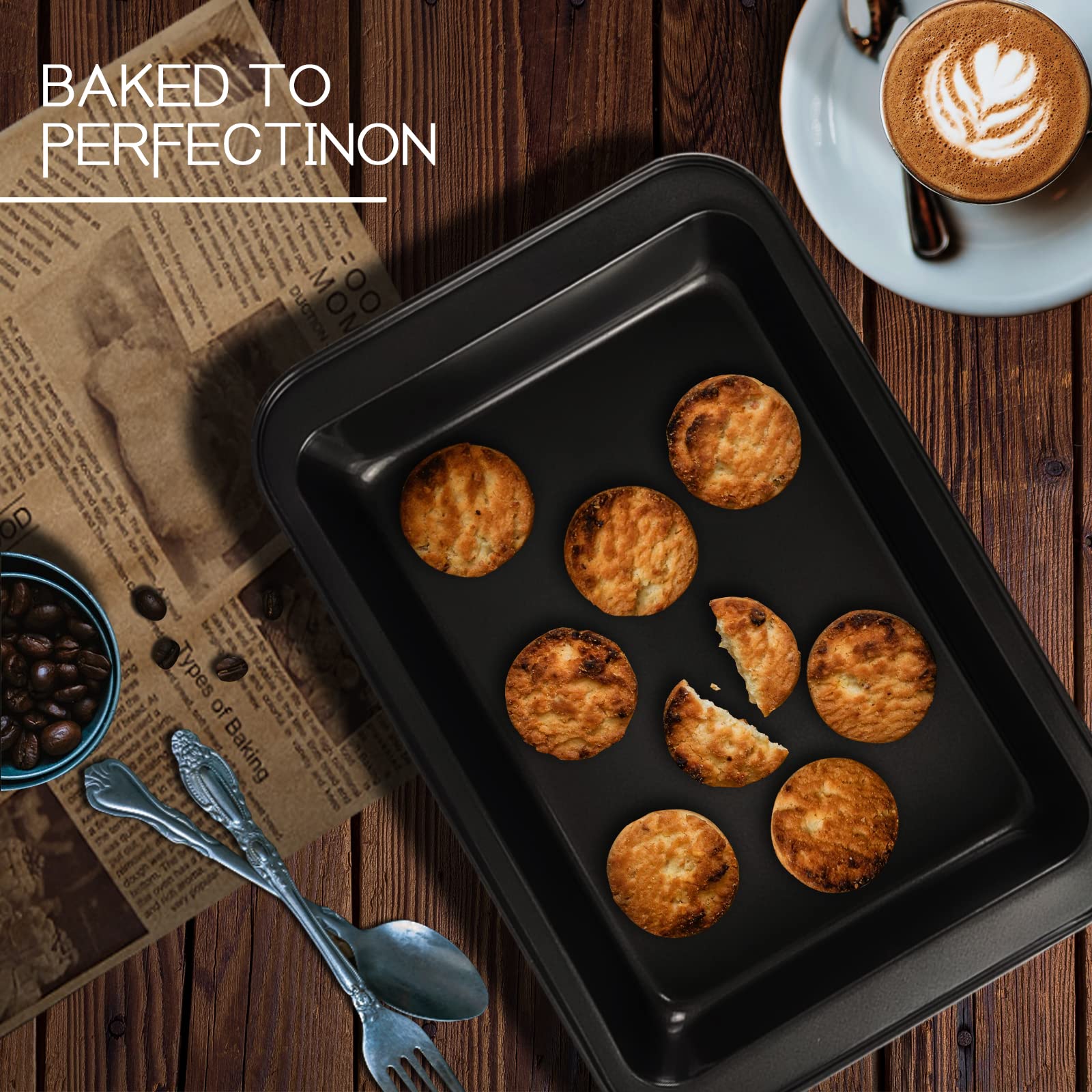 Baking Pans Sets Nonstick,5pcs Bakeware Sets with 12 Cup Cupcake Muffin pan,Round/Square Cake Pan, Muffin Pan, Loaf Pan, Roast Pan, Baking Sheets for Oven,Cookie Sheets for Baking,Toaster Oven Pans
