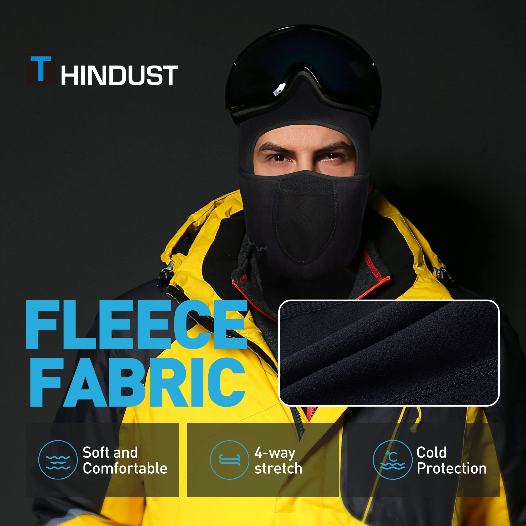 Balaclava Ski Mask - Face Mask for Cold Weather - Windproof Balaclava Hood - Motorcycle Full Face Mask Black
