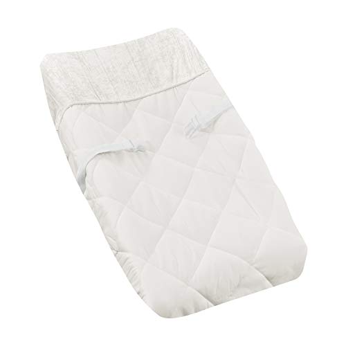 Sweet Jojo Designs Ivory Velvet Girl Baby Nursery Changing Pad Cover - Solid Color Off White Cream Crinkle Crushed Luxurious Elegant Boho Shabby Chic Vintage Luxury Princess High End Boutique Designer