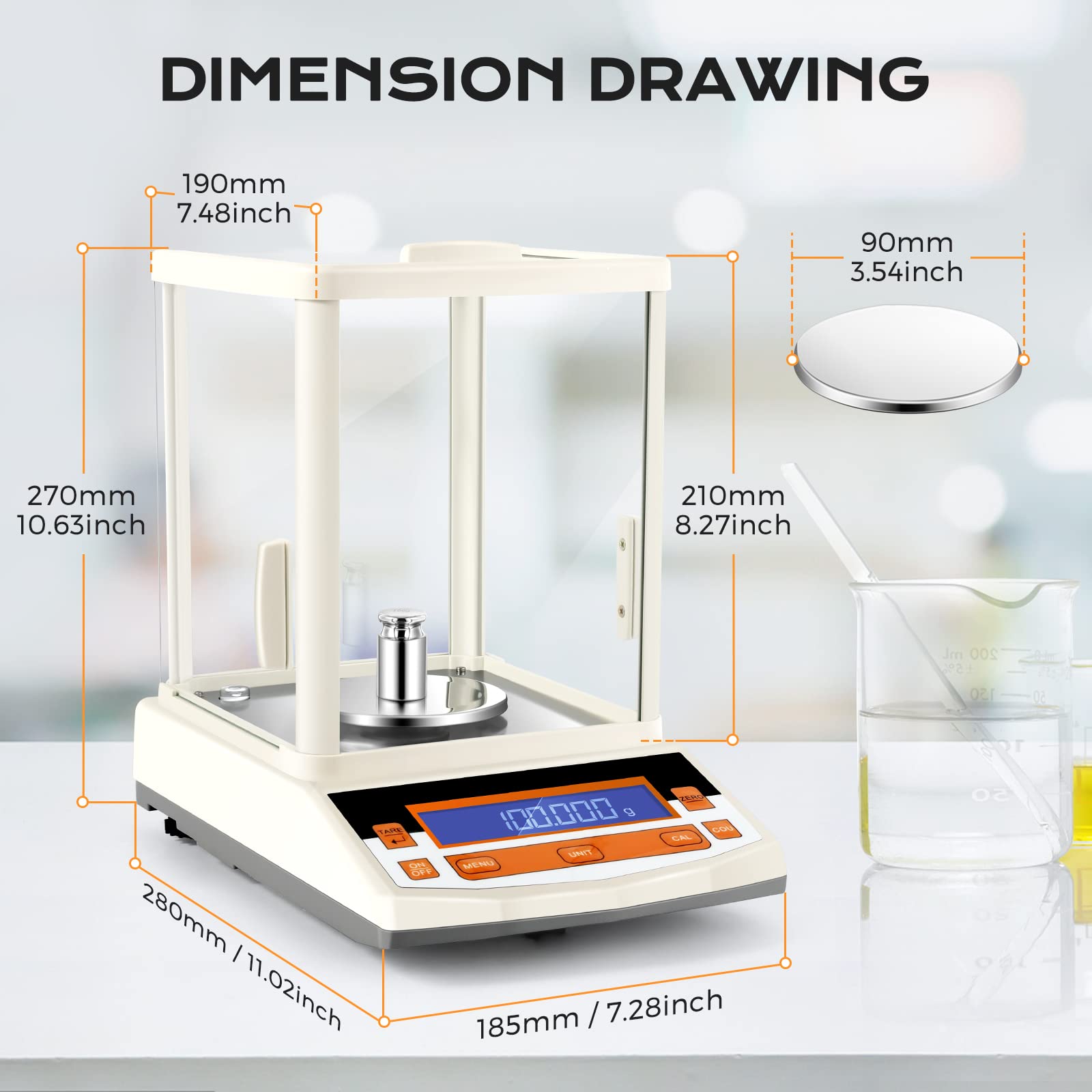 Bonvoisin Analytical Balance 300gx1mg Precision Lab Scale 0.001g Digital Analytical Scale RS232 Interface Laboratory Electronic Balance LCD Display with Windshield (300g, 1mg)
