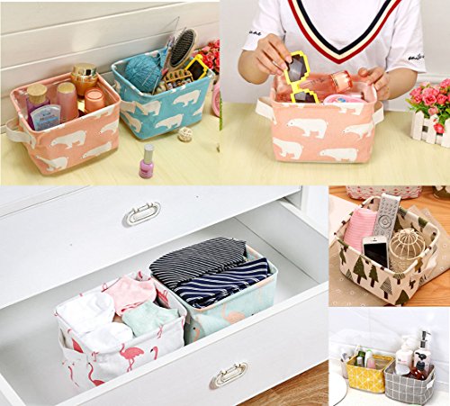 Oxford Cute Printing Foldable Storage Baskets Bins Mini Boxes Clothes Desktop Organizers Makeup Book Baby Toy (1814.511.5cm, Tableware)