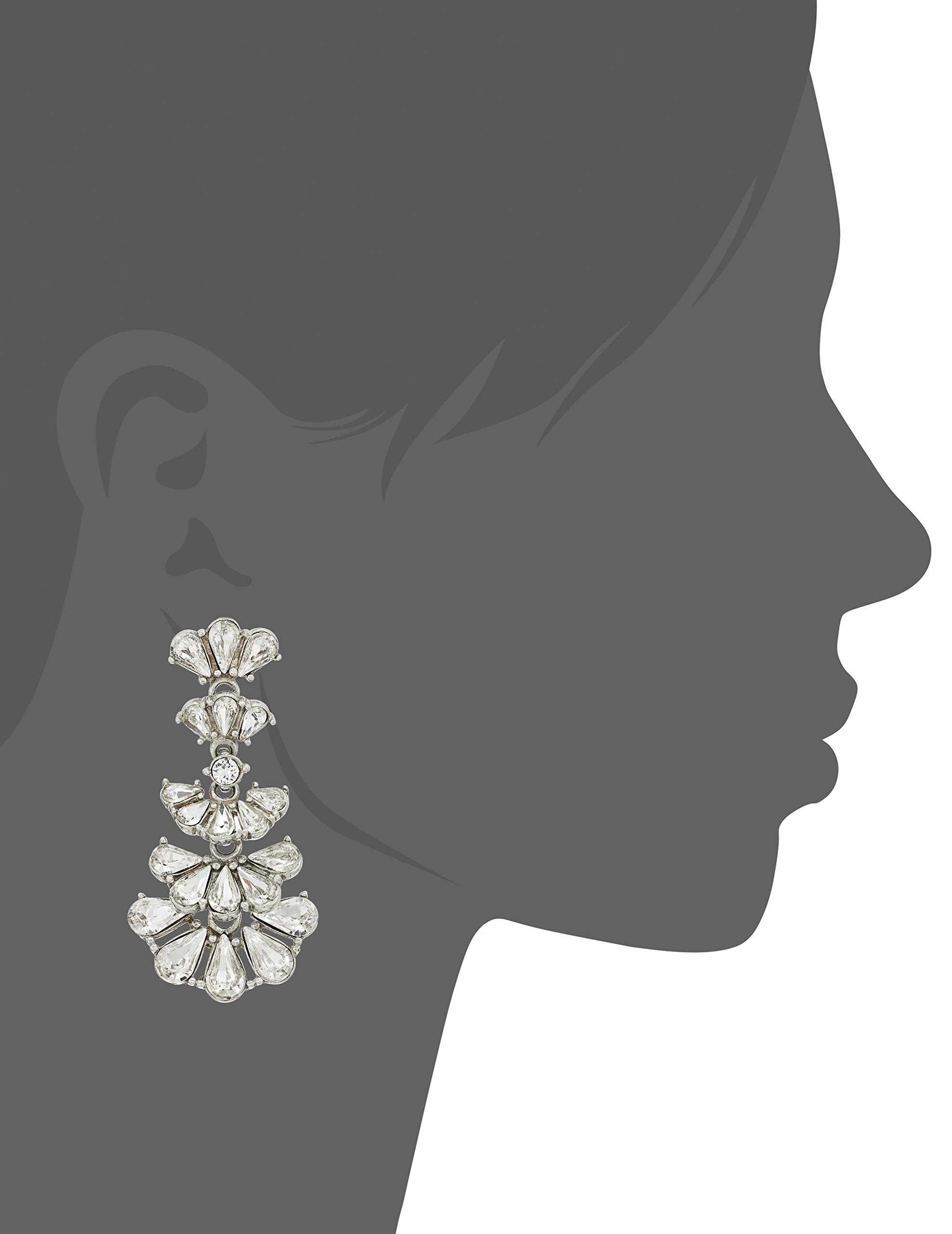Ben-Amun Jewelry Pearl and Crystal Deco Fan Post Drop Earrings for Bridal Wedding Anniversary