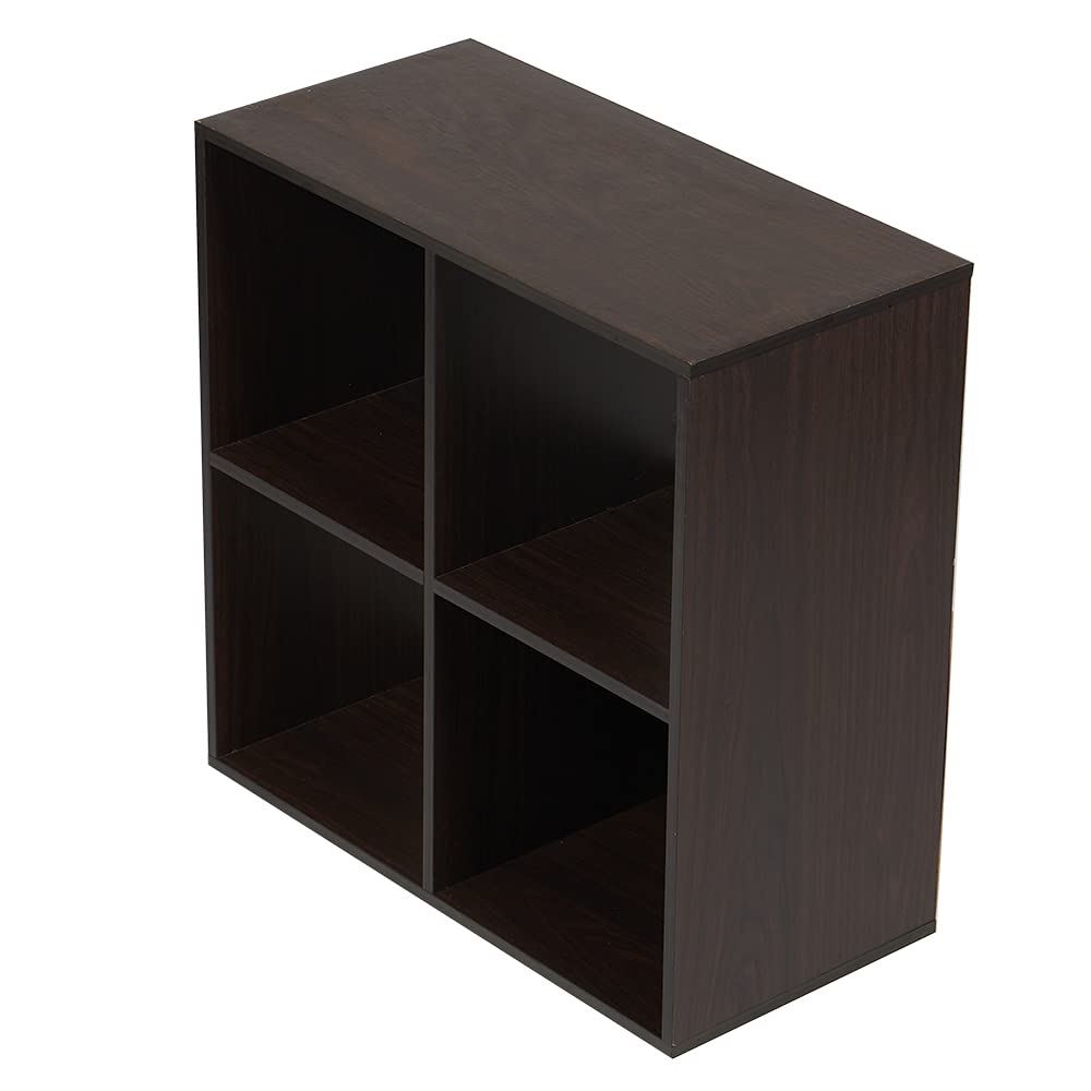 Home Basics Open and Enclosed Cube MDF Storage Organizer, Espresso (4 Cube)