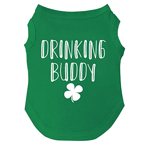 Drinking Buddy Shamrock Dog Tee Shirt Sizes for Puppies, Toys, and Large Breeds (Green XS)