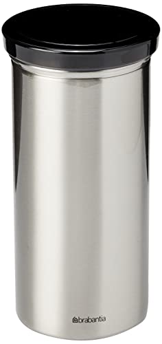 Brabantia Senseo Coffee Pad Storage Jar- Fingerprint Proof Matt Steel Black Lid