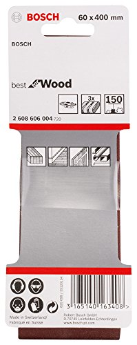 Bosch Professional 2608606004 Sanding Belts60x400 G150, Red, 60 x 400 mm, Set of 3 Pieces