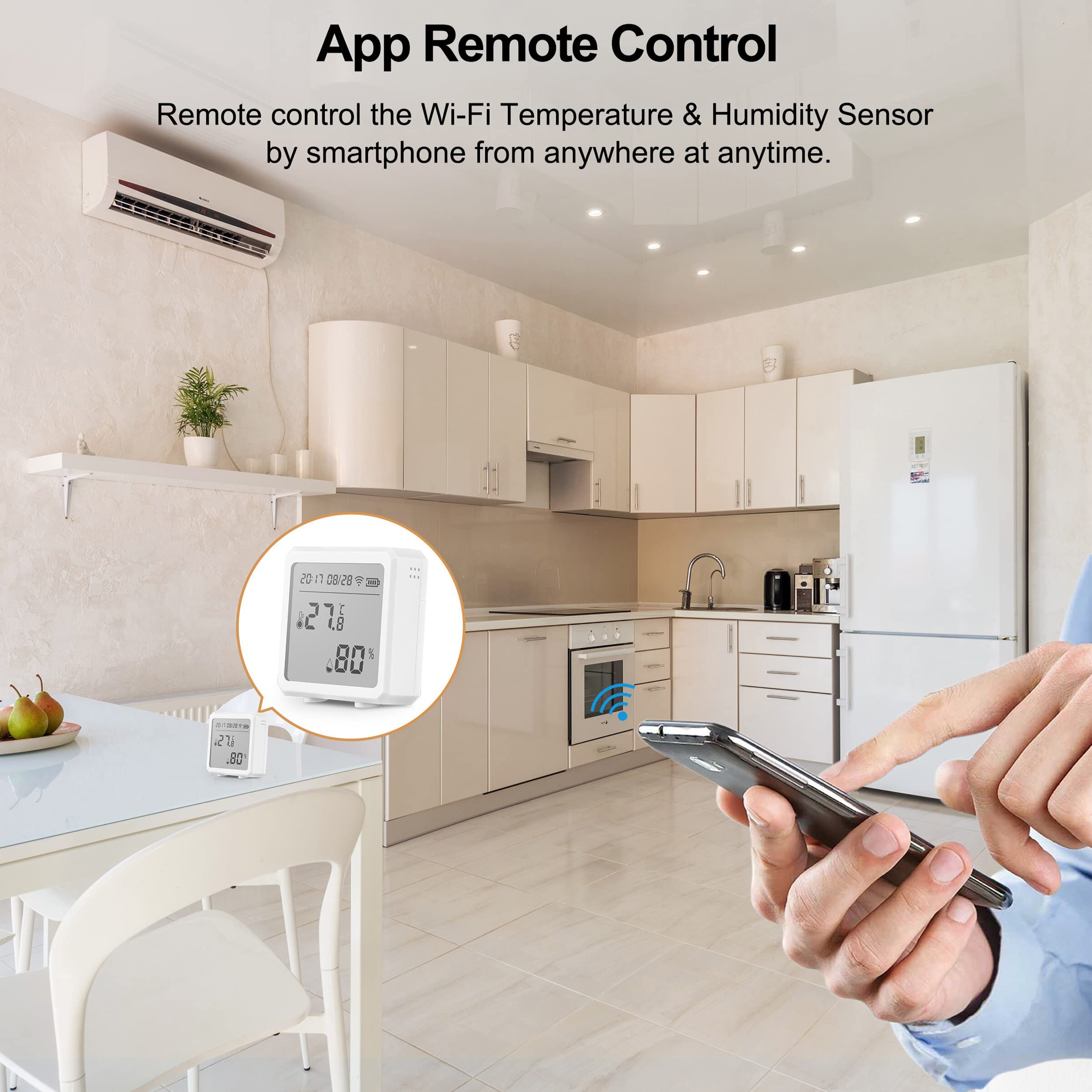 Smart WiFi Temperature and Humidity Sensor Indoor Hygrometer Thermometer with LCD Display Support Alexa Google Assistant