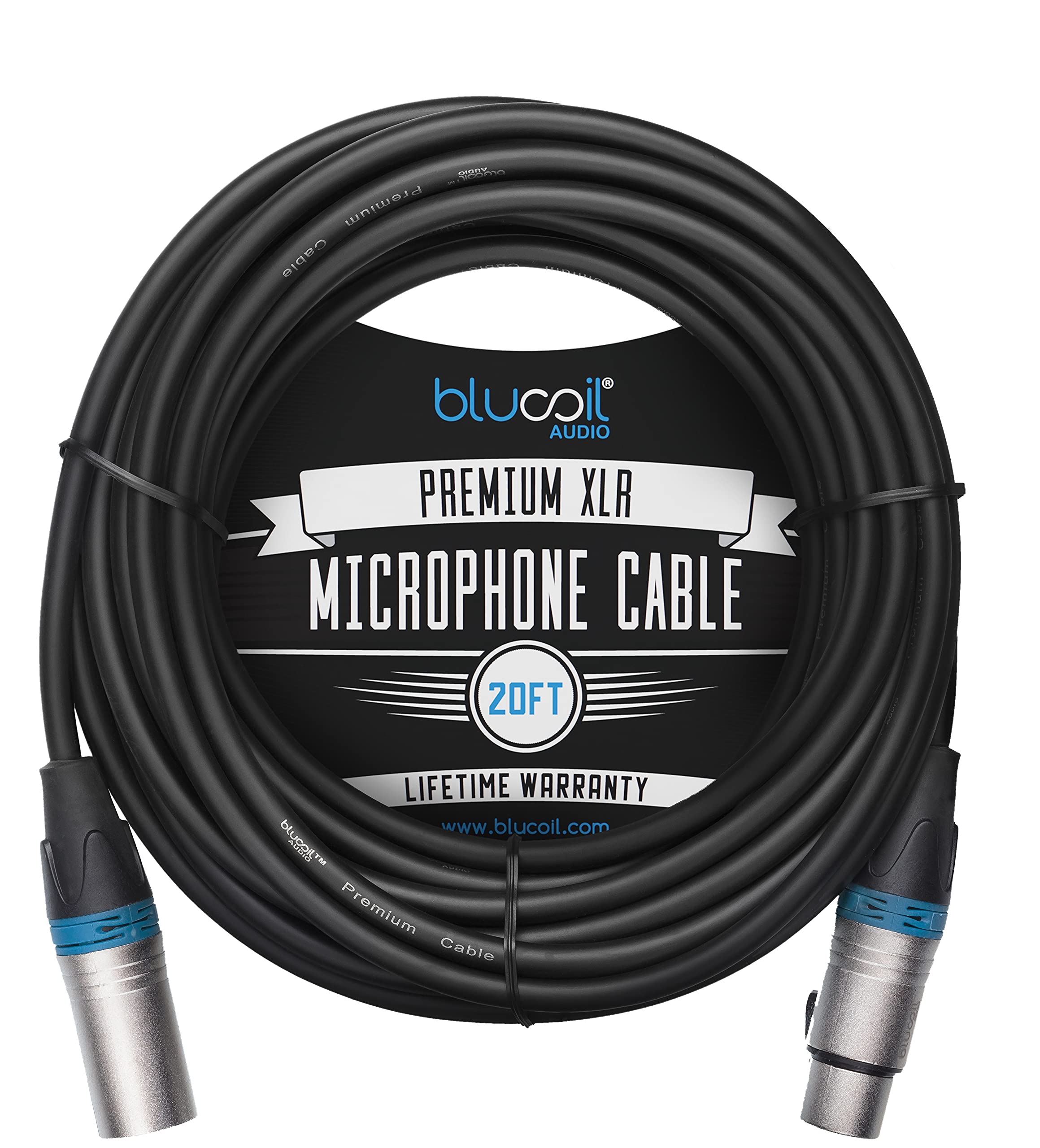 Blucoil Audio 10-FT Balanced XLR Cable with 24 AWG Copper Wire and PVC Jacket - 3-Pin Male to Female Microphone Cord for Audio Interfaces, Mixers, Preamps, and Recorders
