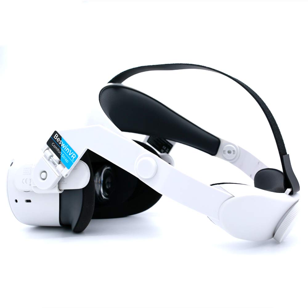 BeswinVR Halo Strap for Oculus Quest 2 and Original Quest- Virtual Reality Accessories- White Color