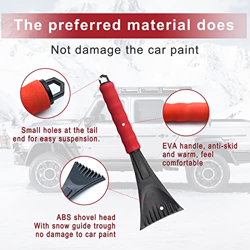 Dewkou Pack-2 Ice Scraper for Car, Car Windshield Window Snow Scraper, Car Window Frost Removal Brush Tool, Automobile Windscreen Defrost Squeegee for Winter, Universal Size for SUV, Cars