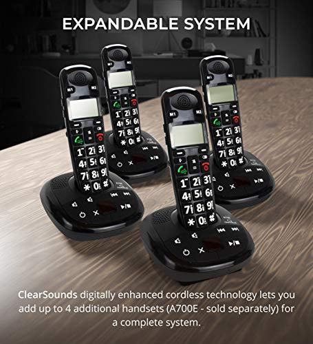 ClearSounds A700 Amplified Cordless Phone with Answering Machine - Supports DECT 6.0 Frequency, Multi-Line Operation, AC Power and Battery Operated