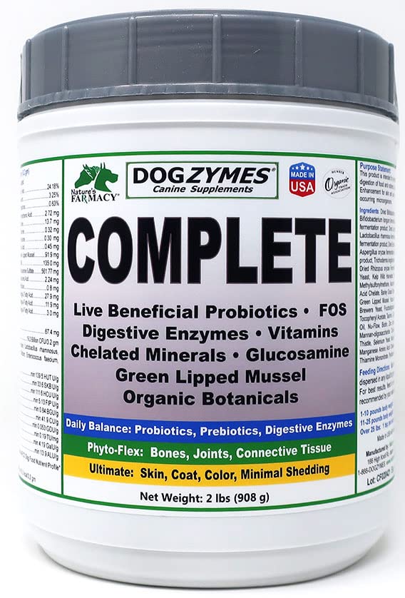 Dogzymes Complete - Probiotics, Prebiotics, Glucosamine, Chondroitin, MSM and Hyaluronic Acid, Complete Skin and Coat Care (2 Pound)