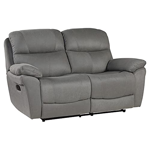 Lexicon Lapointe Wall-Hugger Manual Double Reclining Loveseat, Gray