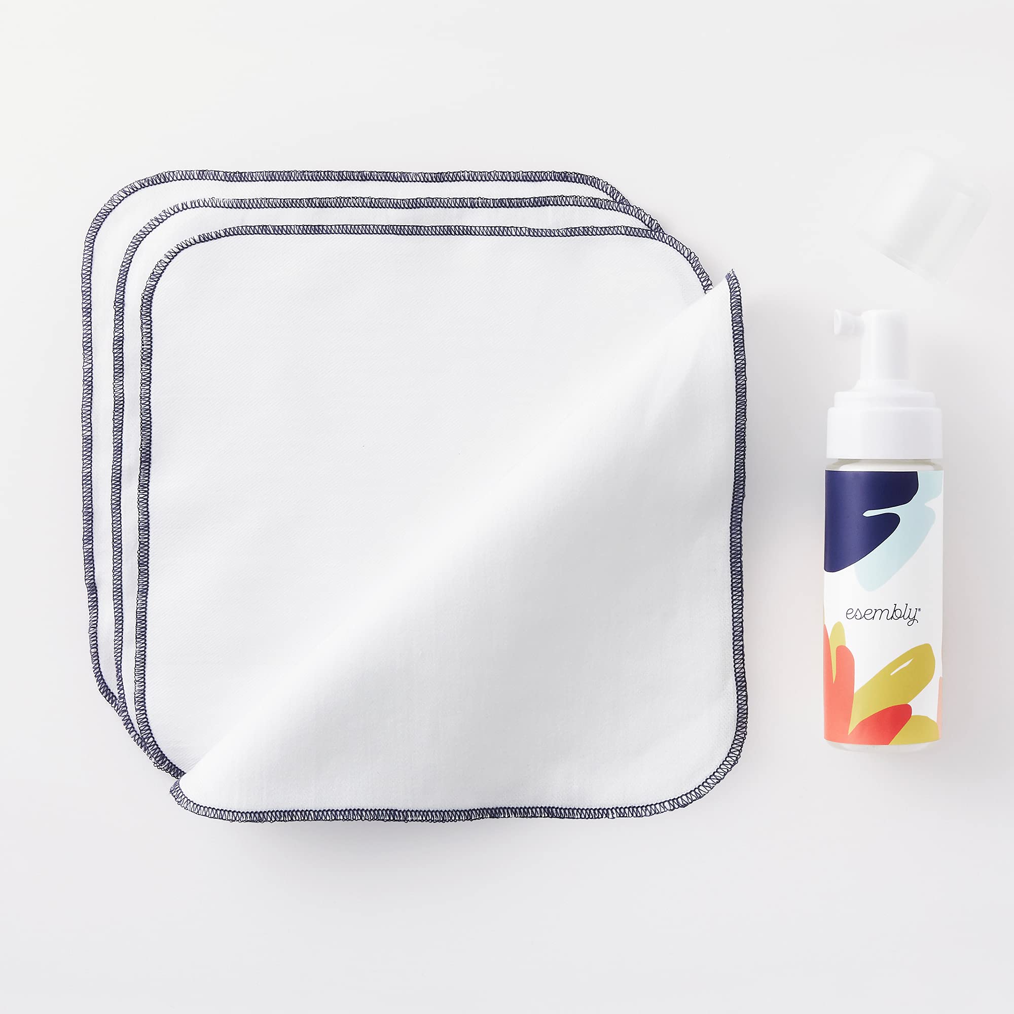 Esembly Cloth Diaper Try-It Kit (Size 1, Brushstroke) and Esembly Wipe Up Wash Kit and 12pk Wipe Ups Bundle, Organic Cotton Reusable Diaper Wipes plus Organic No-Rinse Foaming Wipes Solution