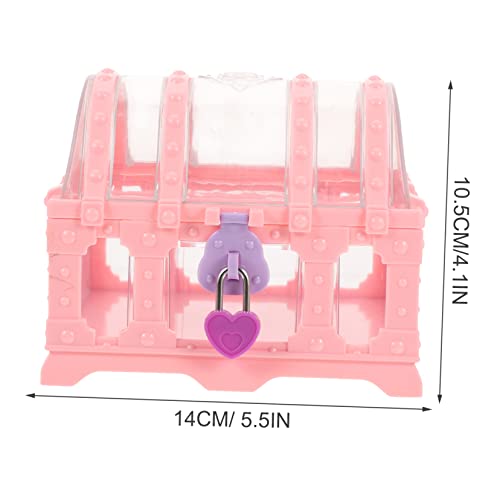Operitacx Girl 3pcs Box Treasure Chest Pink Storage Box Plastic