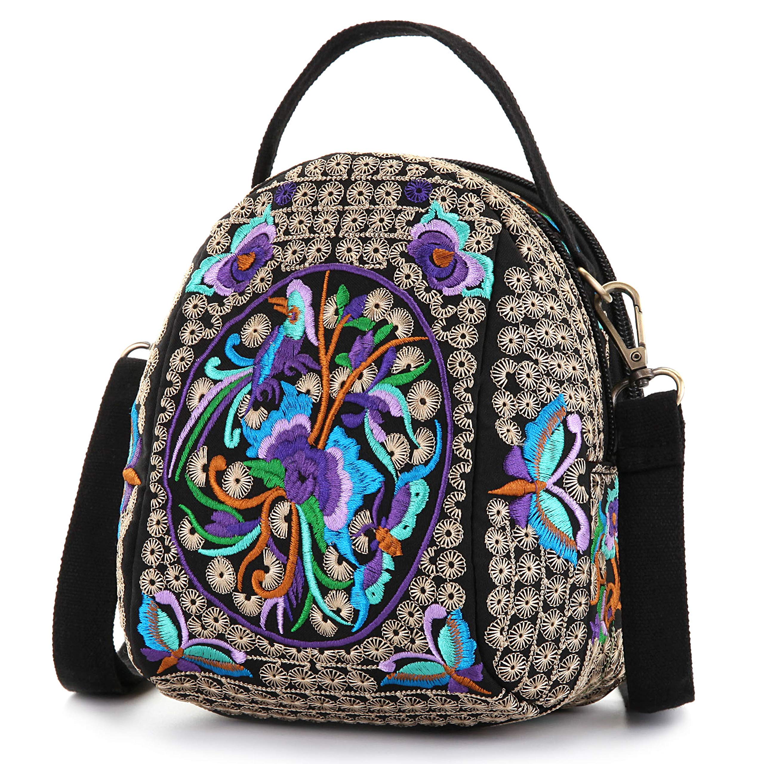 Goodhan Embroidery Crossbody Bag, Cell Phone Purse Canvas Small Handbag
