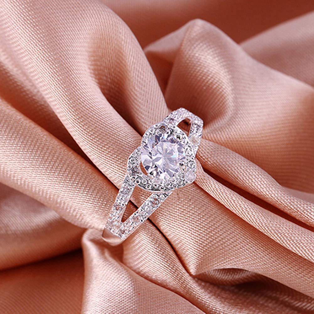 Bluelanss s Womens 925 Sterling Silver Plated Promise Ring Wedding Eternity/Engagement Ring for Her Love Heart Simulated Diamond Ring Bridal Wedding Jewelry Gifts US 6