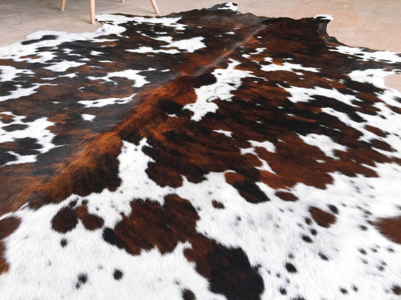 ecowhides 100% Genuine Brazilian Cowhide Rug - Tricolor - Luxury Cowskin Cow Hide Leather Area Rug Home Decor, (XXL) 8 X 7 ft