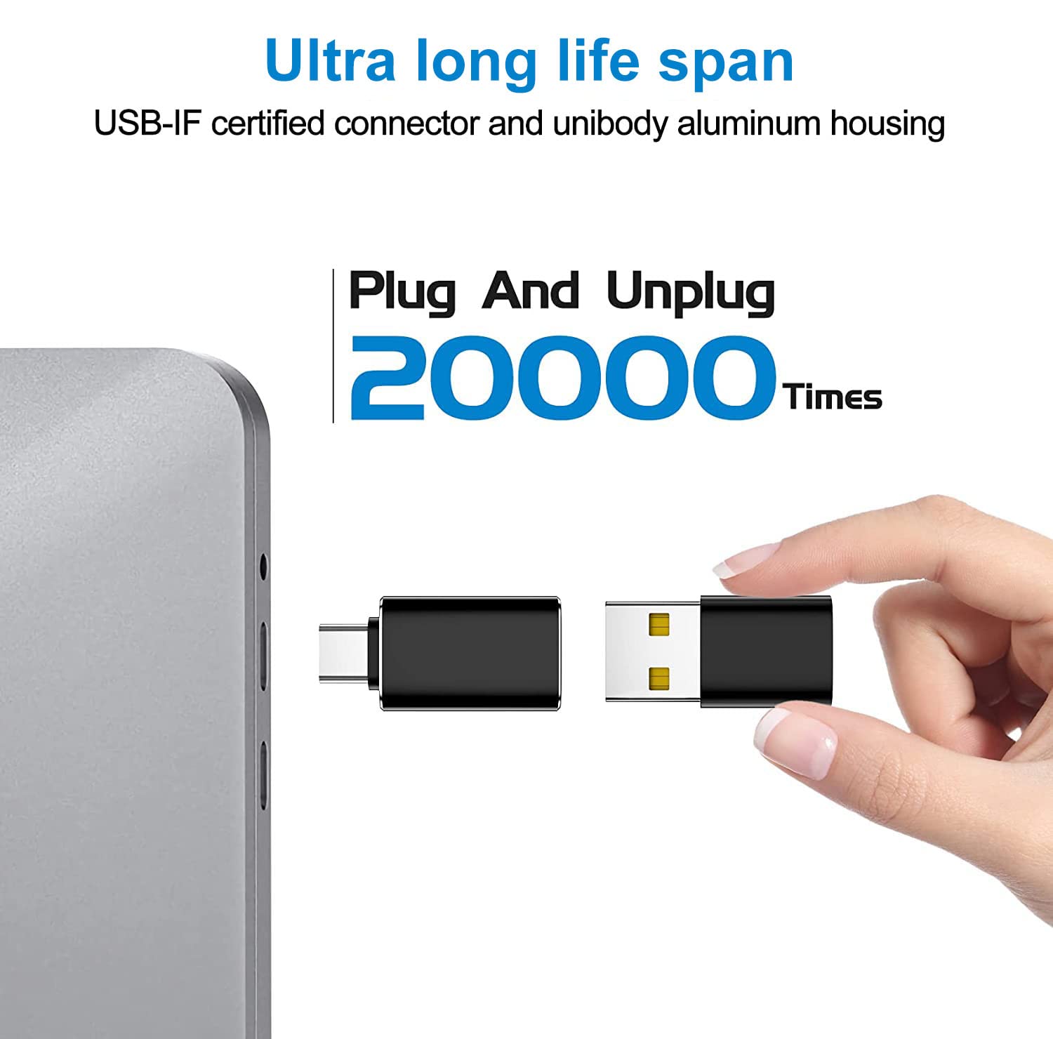 bonabest 4 Pack USB C to USB Adapter (2 Pack) & USB to USB C Adapter (2 Pack), USB C Female to USB 3.0 Male Adapter Compatible with Phone Laptop PC Airpods iPad Charger Power Bank, Black
