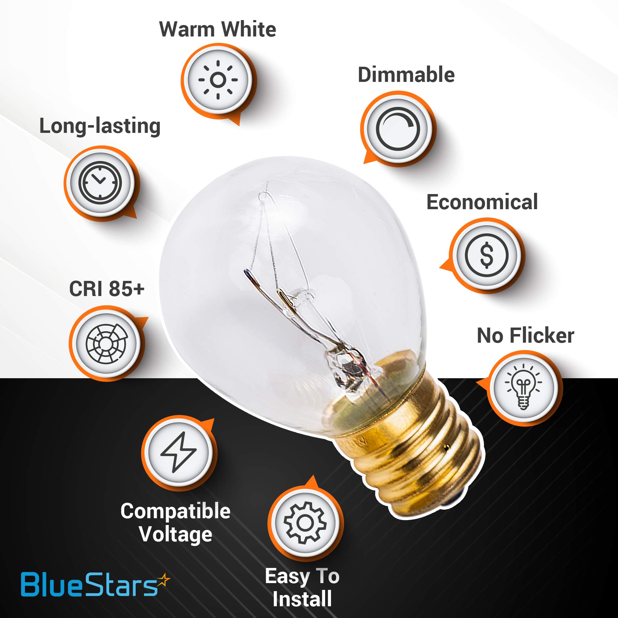 BlueStars 5-Pack Lava Lamp Bulbs 25 Watt E17 Base S11 Bulb The Lava Lamp Original Replacement Bulbs for 14.5-Inch/20-Ounce Lava Lamp, Glitter Lamps Dimmable - Warm White - Long Life
