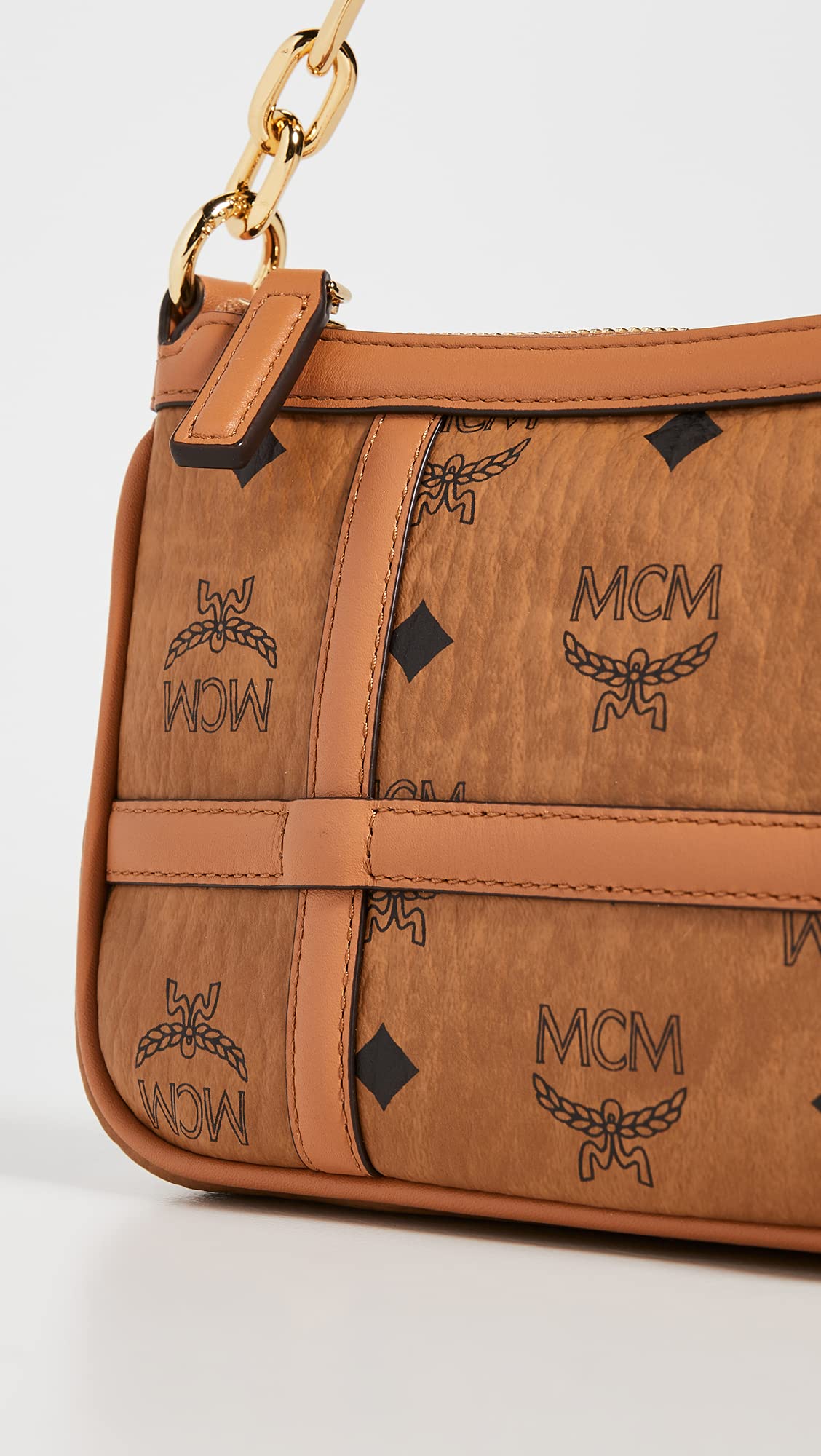 MCM Women's Delmy Visetos Shoulder Mini Bag, Cognac, Brown, Tan, Print, One Size