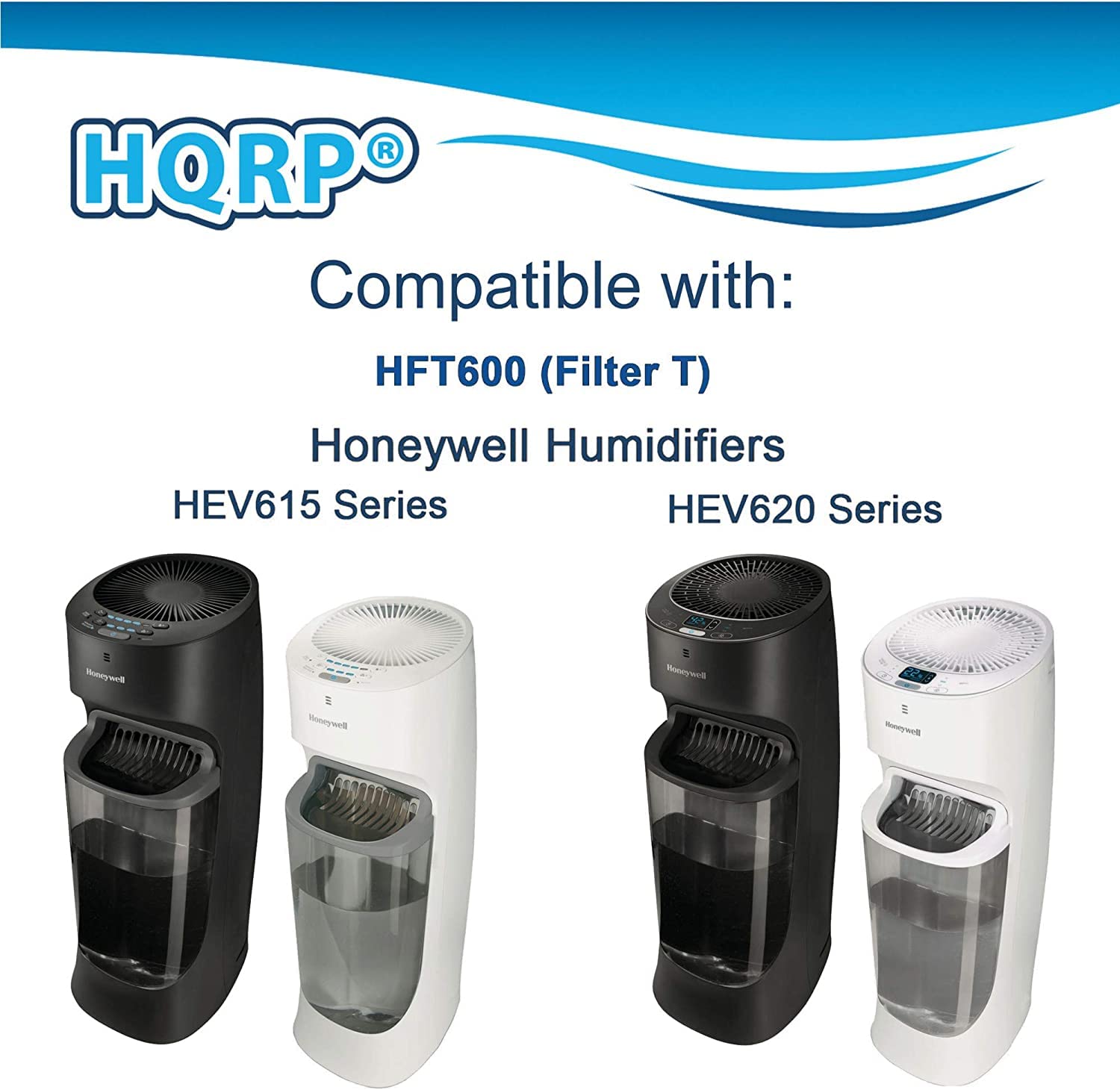 HQRP 2-Pack Wick Filter Replacement for Honeywell Filter T HFT600 / HFT600PDQ Compatible with Honeywell HEV615 HEV620 HEV600 Series Top Fill Cool Mist Humidifiers