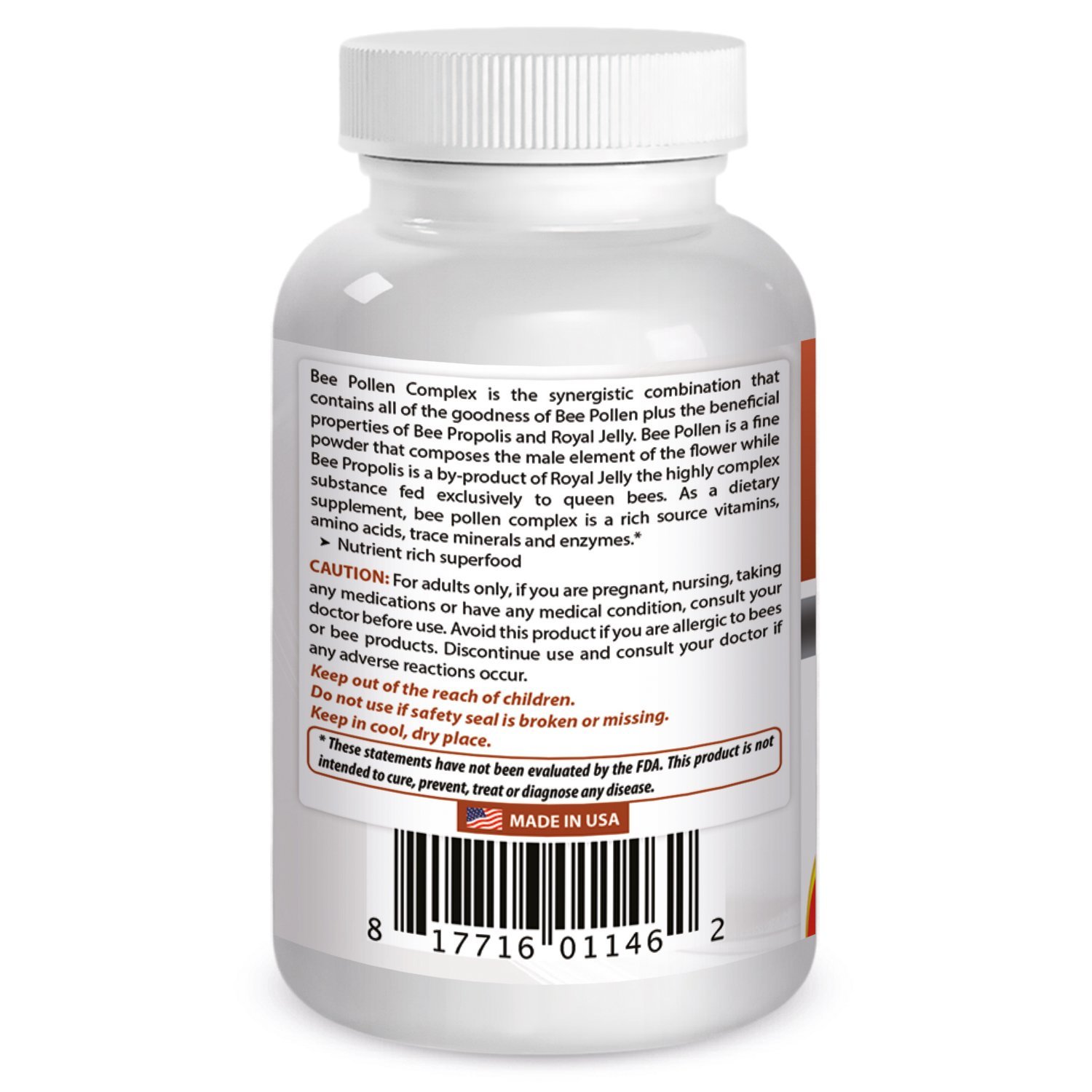 Best Naturals Bee Pollen Complex 1000 mg 120 Tablets