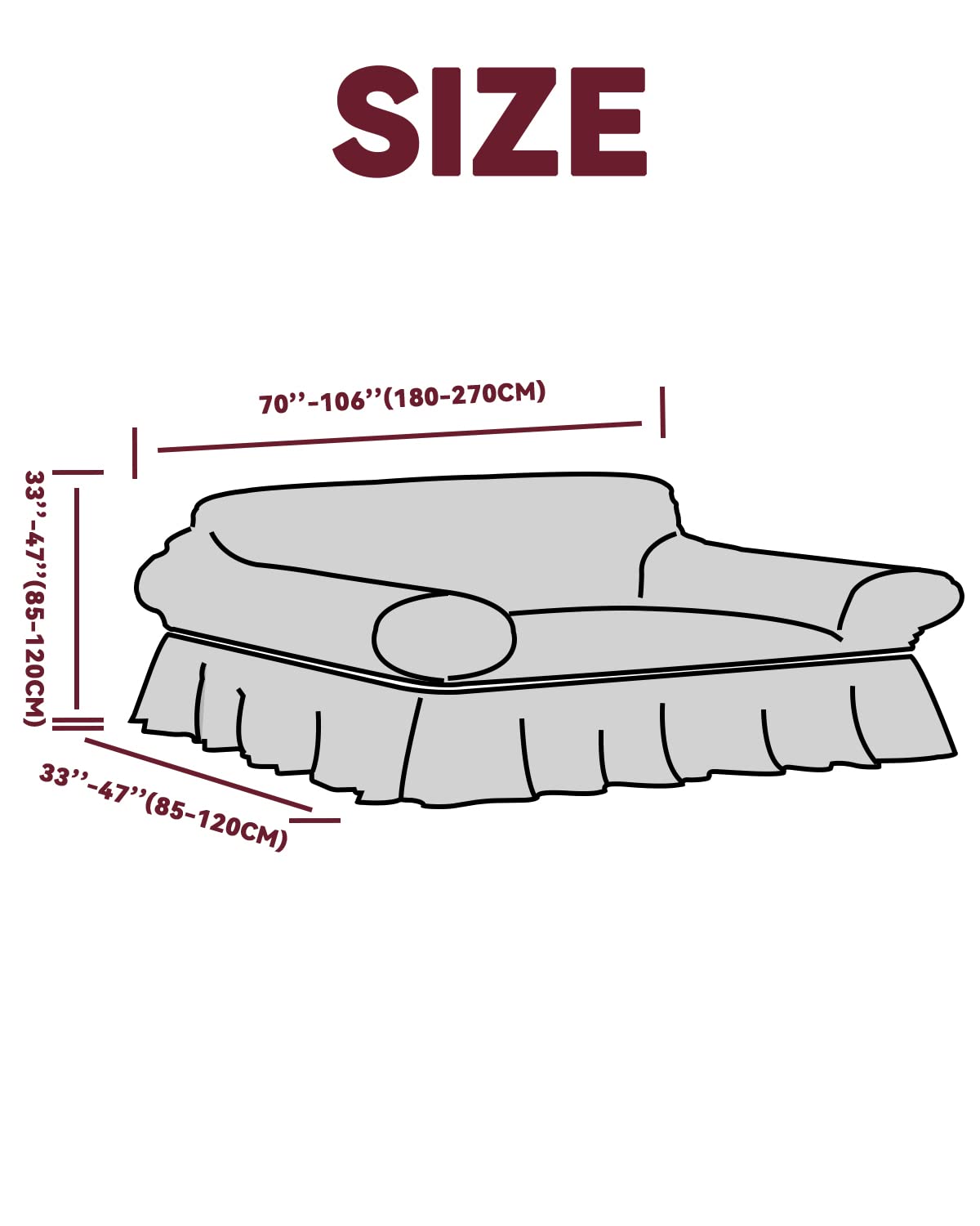 BLUESURGE Sofa Slipcover 1 Piece for 3 Cushion Couch Cover with Skirt, Durable Washable High Elastic Stretchable, Easy Fit Universal Furniture Protector (3 Seater, Maroon)