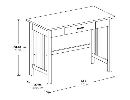 OSP Home Furnishings Sierra Writing Desk with Pull-Out Drawer and Mission Style Side Panels, Ash Brown
